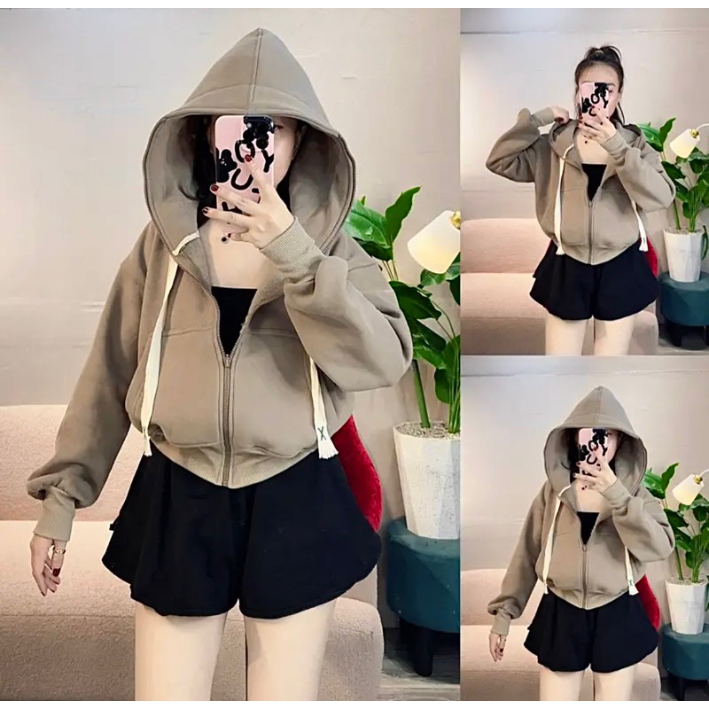 [TD] Áo khoát nữ Xỏ Ngón Dáng Lửng Khoá Kéo Cao 7 Màu Trơn Basic Cao Cấp Chuẩn Loại 1 Chất Dày ...