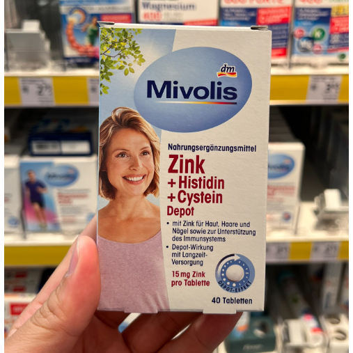 [Mivolis] Viên Uống Bổ Sung Kẽm (Đức) 40 viên - Mivolis Zink + Histidin ...