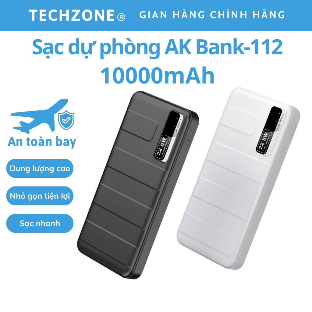 Pin dự phòng PD 20W AK112 10.000mAh pin tích điện thiết kế nhỏ gọn hiển ...