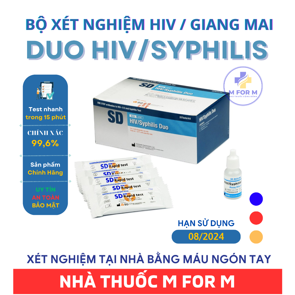 Bộ test xét nghiệm HIV và giang mai - SD bioline (HIV/Syphilis Duo ...