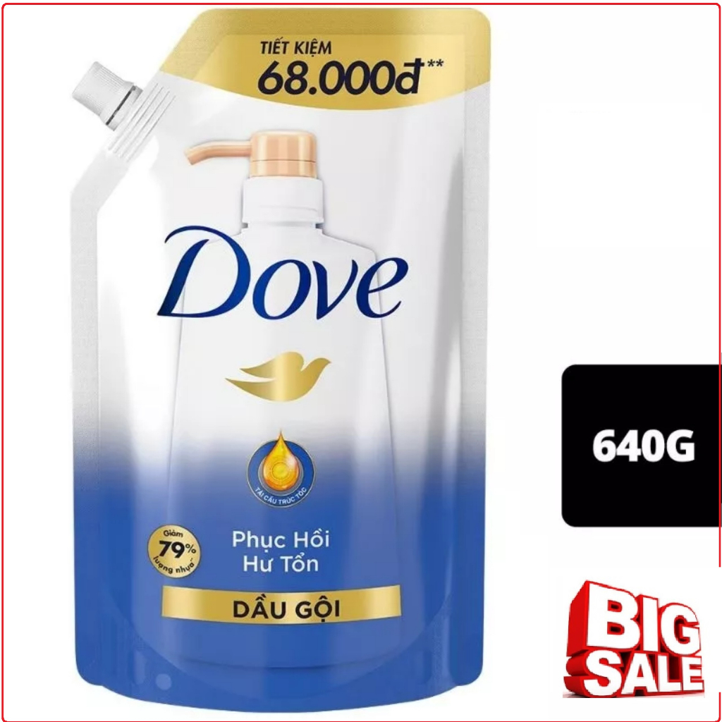 Dầu Gội Đầu Dove Phục Hồi Hư Tổn Túi 640g | Shopee Việt Nam