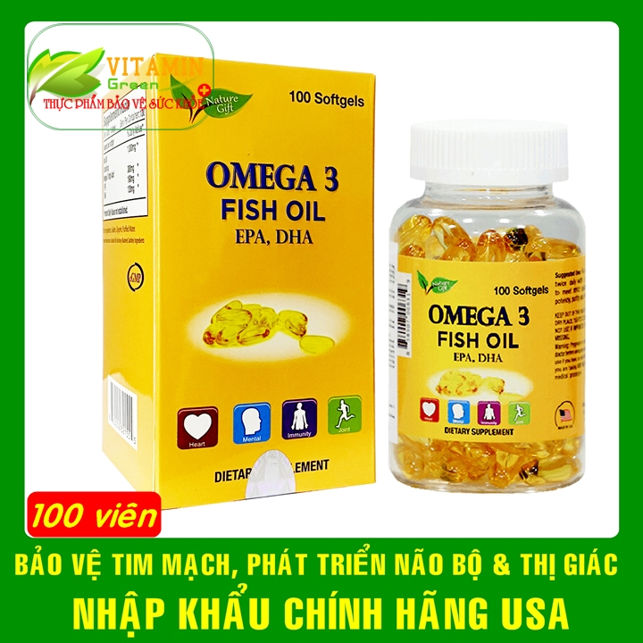 Viên uống dầu cá Omega 3 DHA Fish Oil Nature Gift 100 viên | Nhập khẩu ...