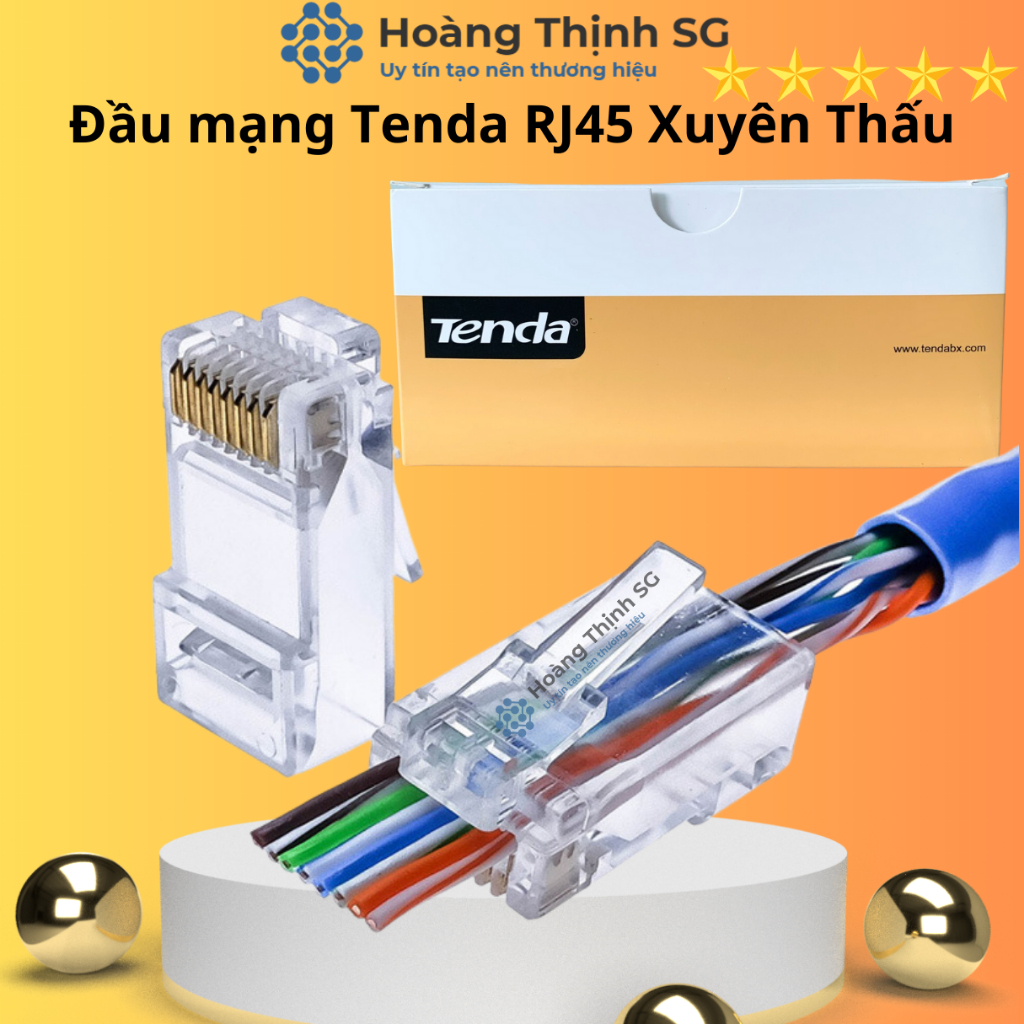 Hạt đầu mạng Tenda RJ45 xuyên thấu - Dùng bấm đầu cho dây mạng cat5 ...