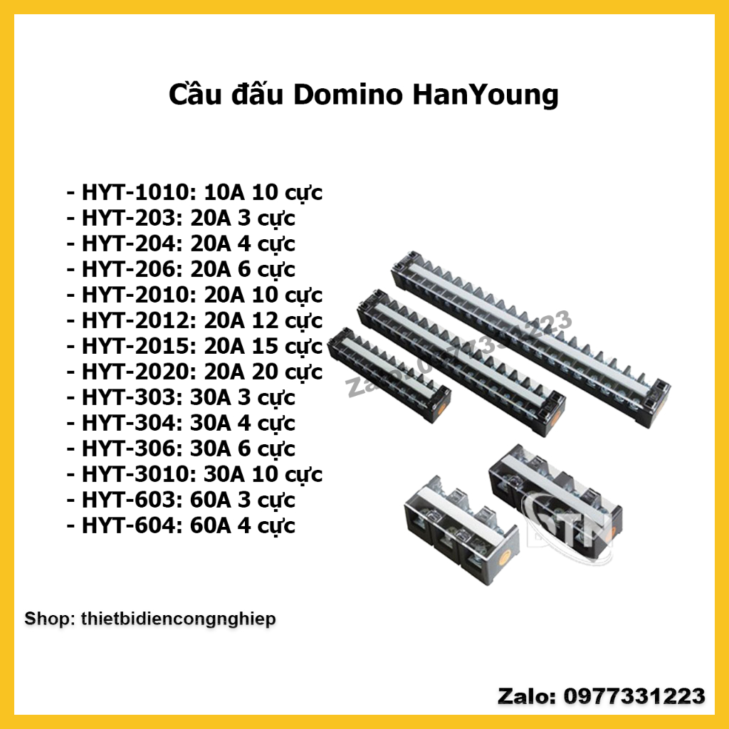 HanYoung Domino - cầu đấu điện HYT - 10A, 20A, 30A, 60A Hanyoung Nux | Shopee Việt Nam