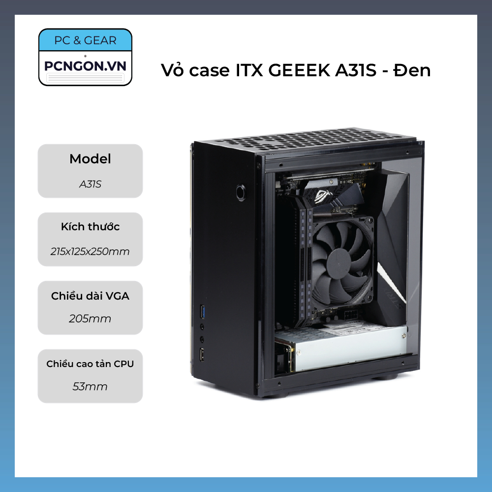 [PCNGON] Vỏ case máy tính Mini ITX GEEEK A31S – Đen | Shopee Việt Nam