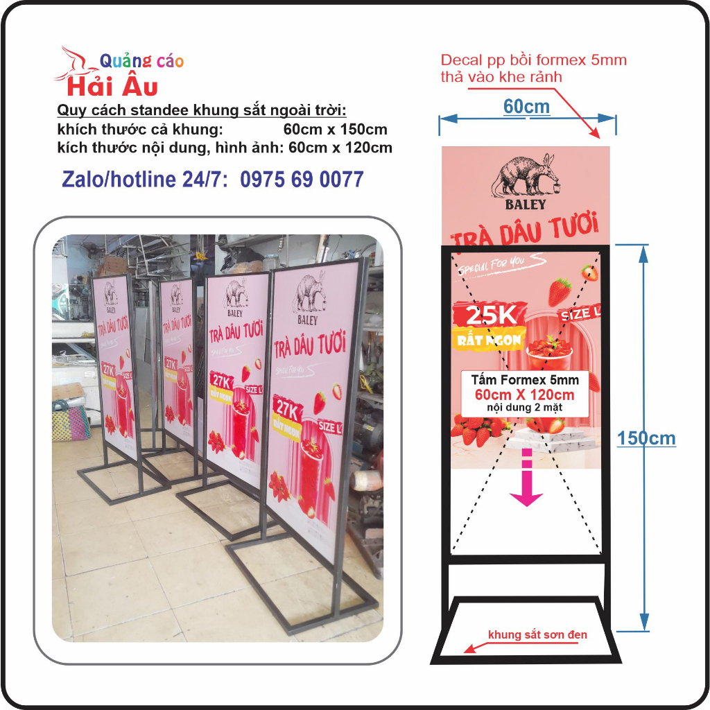 KHUNG STANDEE 60 x 150cm tặng tấm formex | Shopee Việt Nam
