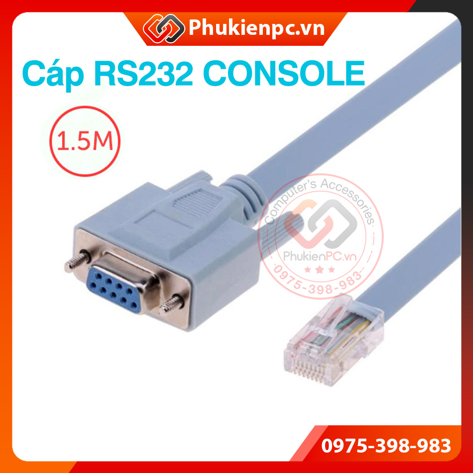 Cáp Console RS232 to LAN RJ45 dây dẹt dài 1.5M. Sử dụng điều khiển, lập ...