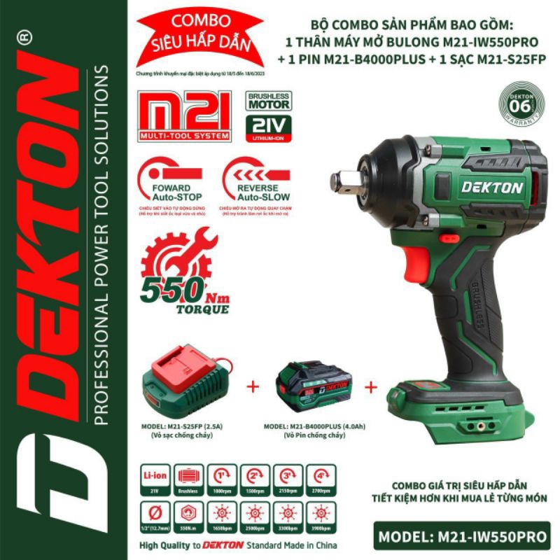 Máy bắn bulon pin Dekton M21 IW550PRO 550Nm | Shopee Việt Nam