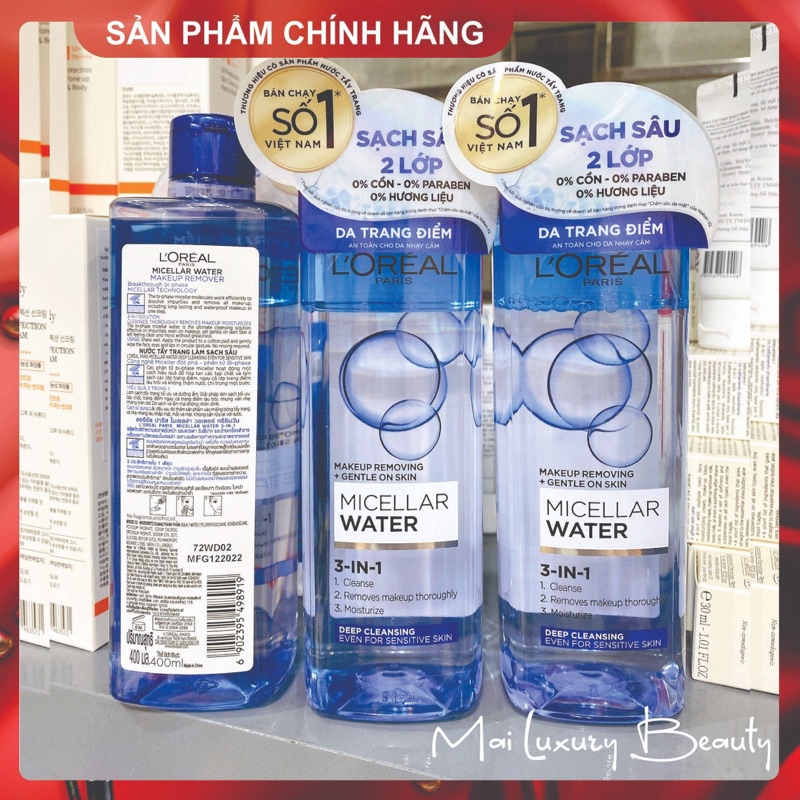 [Chính Hãng] Nước tẩy trang đa năng làm sạch sâu 3-in-1 L'Oreal Paris Micellar Water 400ml ...