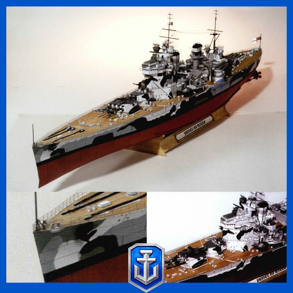 Mô Hình Giấy Thiếp Giáp Hạm Hải quân Hoàng Gia Anh HMS PRINCE OF WALES ...