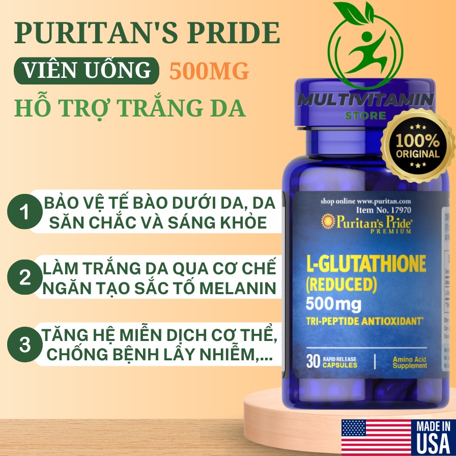 Multivitamin Store - Viên Uống Hỗ Trợ Trắng Da L-Glutathione 500mg ...