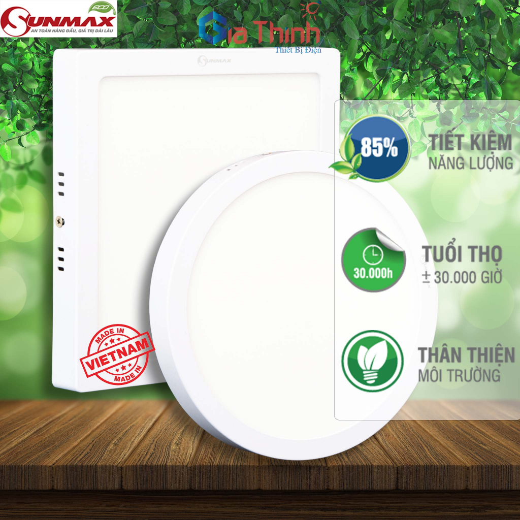 [Chính hãng] Đèn ốp trần ban công siêu mỏng Sunmax SLT8006 vuông tròn vỏ hợp kim nhôm chip Led ...
