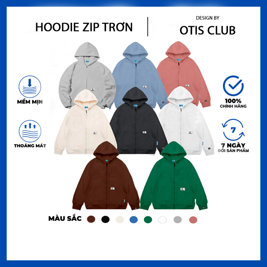 Áo khoác zip kéo unisex local brand Otis Club - Hoodie Zip Trơn ...