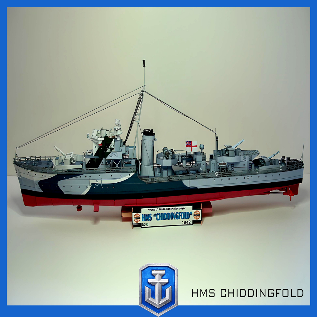 Mô hình giấy 3D khu trục hạm Hải quân Hoàng gia Anh HMS CHIDDINGFOLD ...