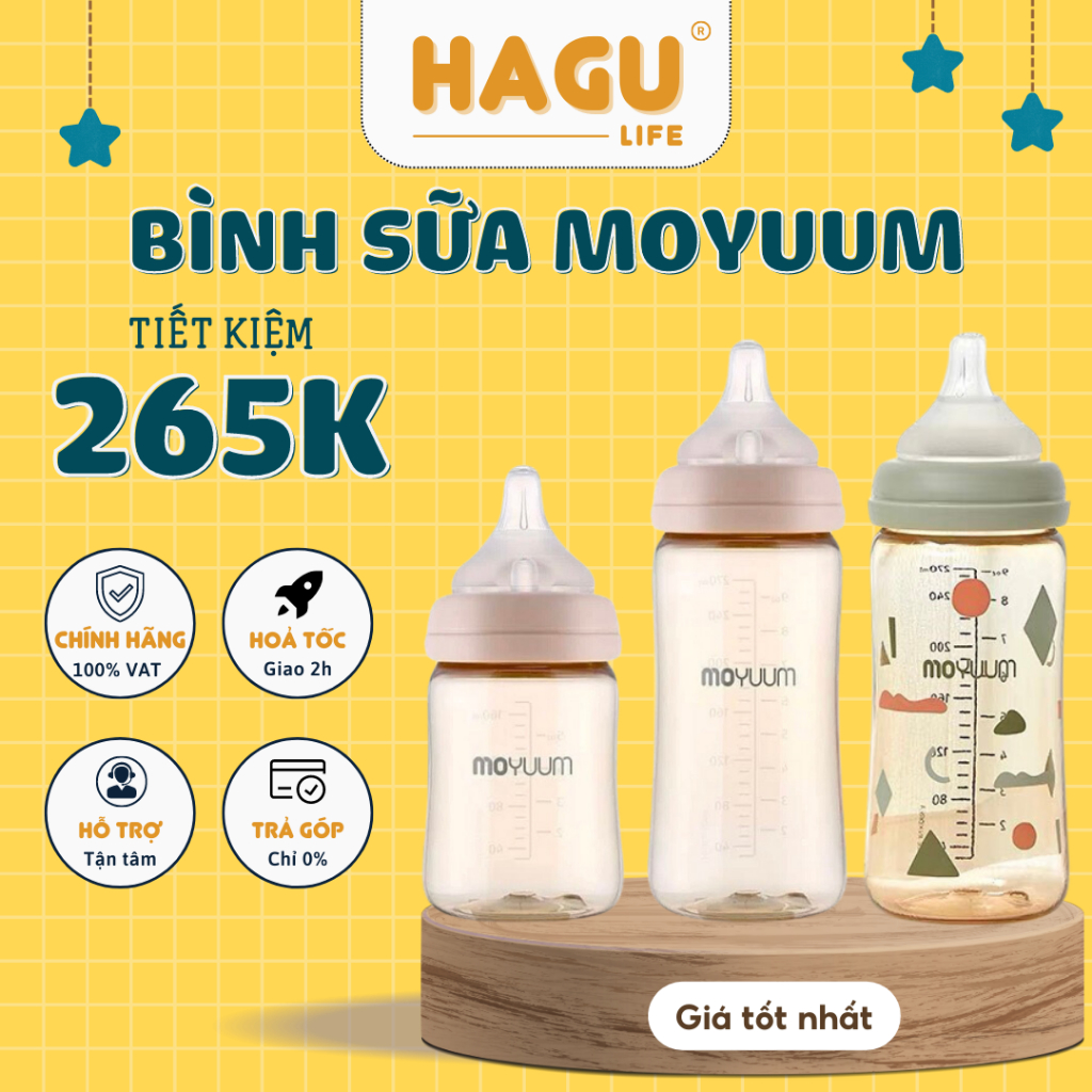 Bình sữa Moyuum Hàn Quốc 170ml 270ml [Được chọn núm 1 - 4][Cam kết chính hãng] | Shopee Việt Nam