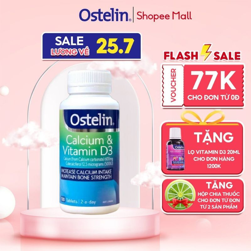 Viên uống bổ sung Canxi và Vitamin D3 cho mẹ bầu Ostelin Calcium & Vitamin D3 130 viên Úc ...