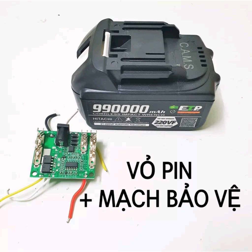 Vỏ pin 10 cell và mạch bảo vệ 5s 21v 45a. Dùng đóng pin 10 cell cho máy ...