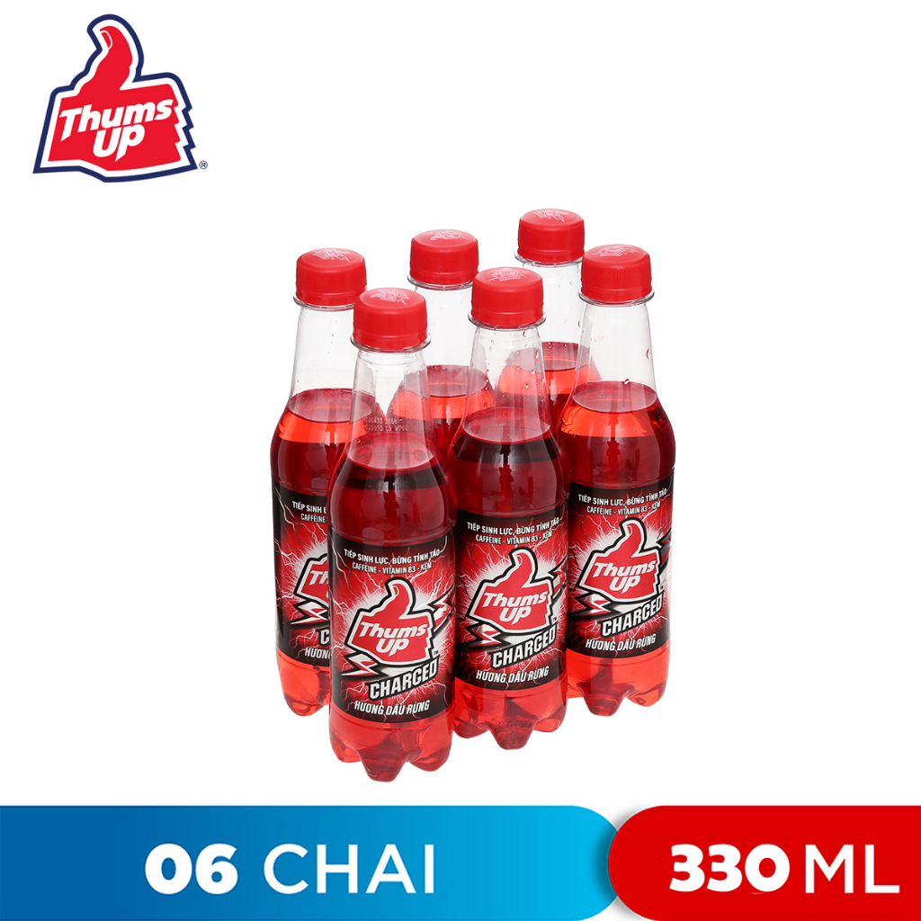 LỐC 6 CHAI NƯỚC TĂNG LỰC HƯƠNG DÂU RỪNG THUMS UP CHARGED 330ML | Shopee ...