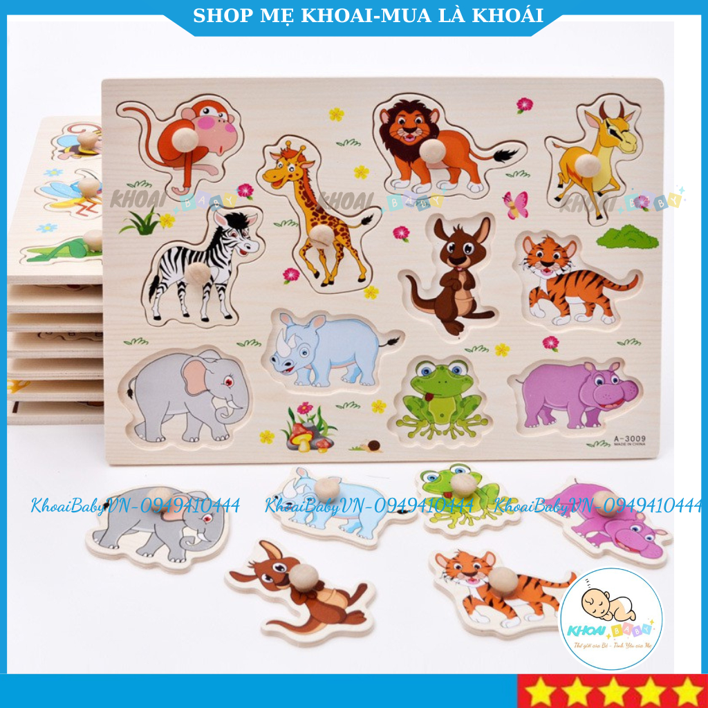 Bộ đồ chơi ghép hình cho bé 1 2 3 tuổi bằng gỗ, bộ tranh lắp ghép hình ...
