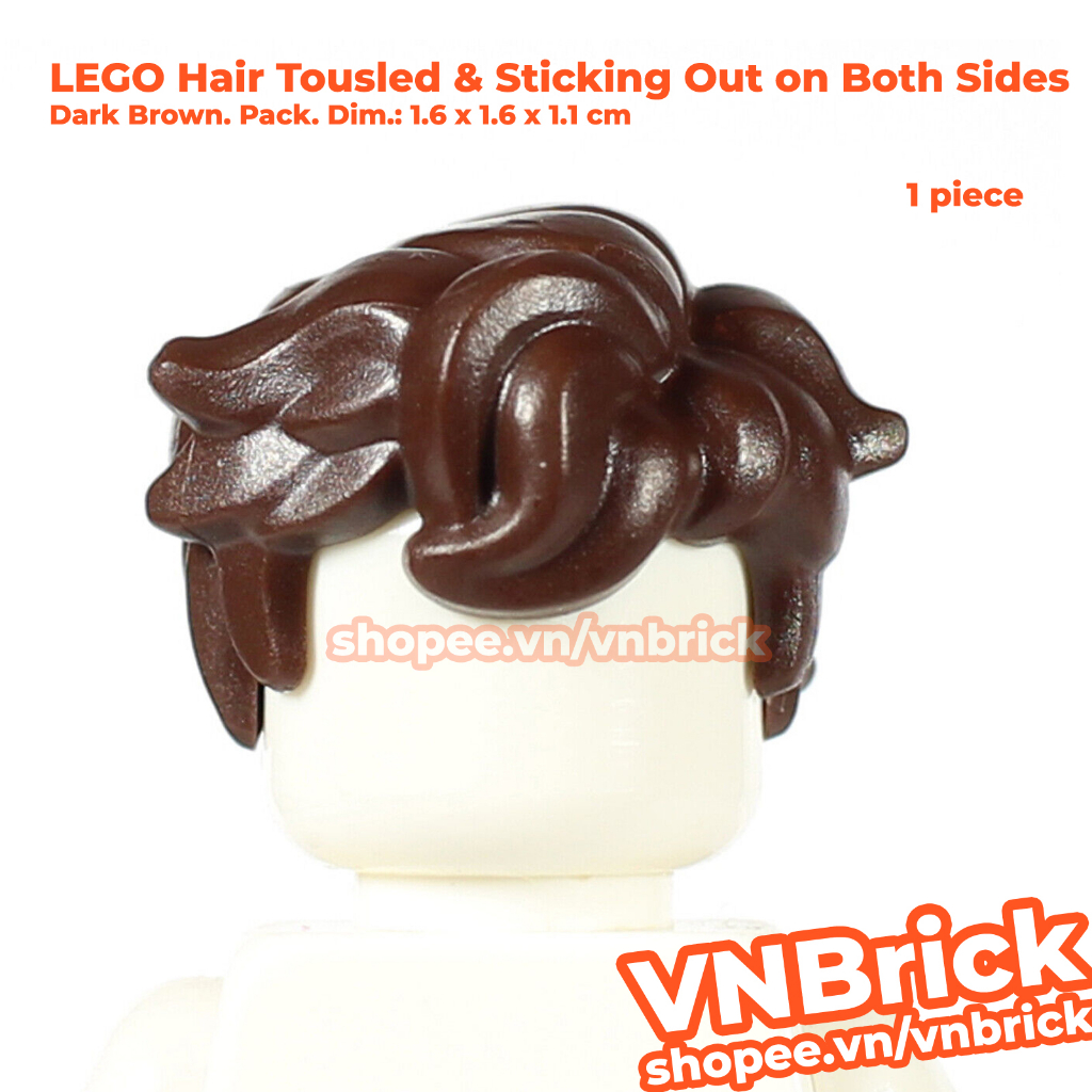 1x New Genuine LEGO Dark Brown Minifigure, Hair Tousled and Sticking ...