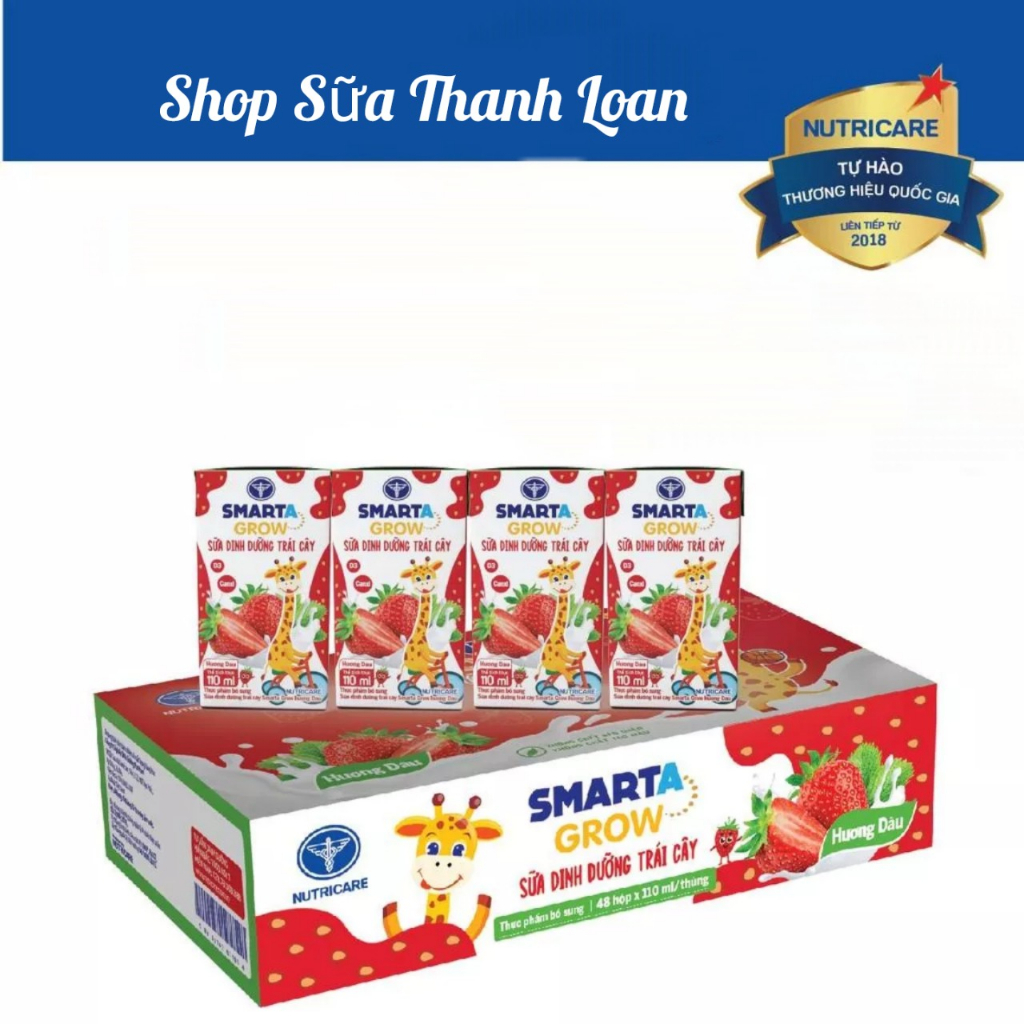[HSD T1-2026] Thùng 48 Hộp Sữa Nước Nutricare Smarta Grow Vị Dâu 110ml. | Shopee Việt Nam