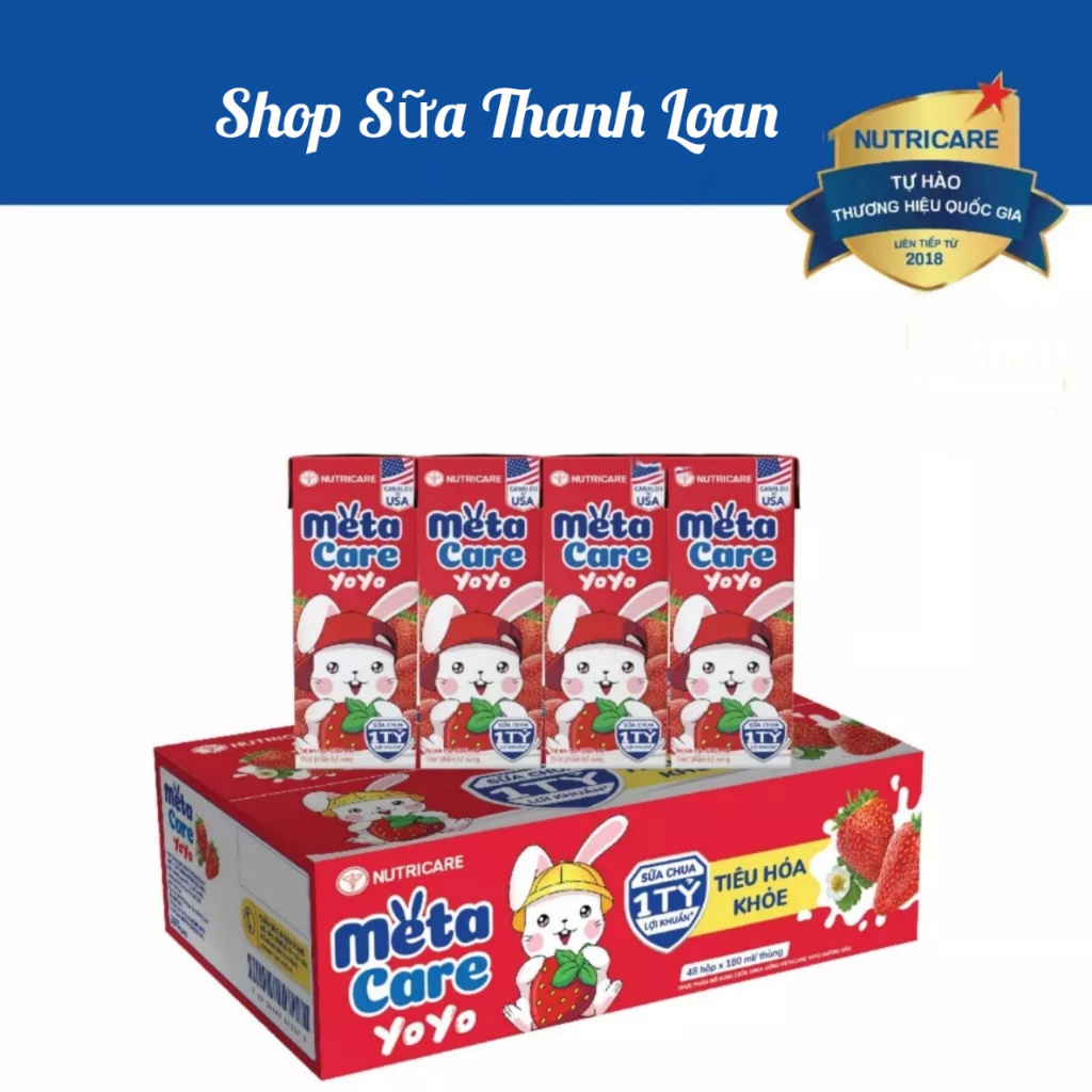 [HSD 25-T3-2025] Thùng 48 Hộp Sữa Nước Nutricare MetaCare Yoyo 180ml Vị Chua Hương DÂU 1 Tỷ Lợi ...