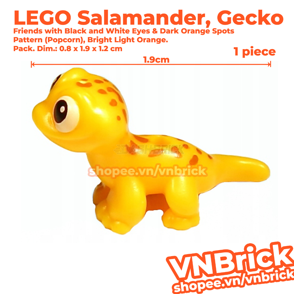 LEGO Bright Light Orange Salamander / Gecko, Friends with Black and ...
