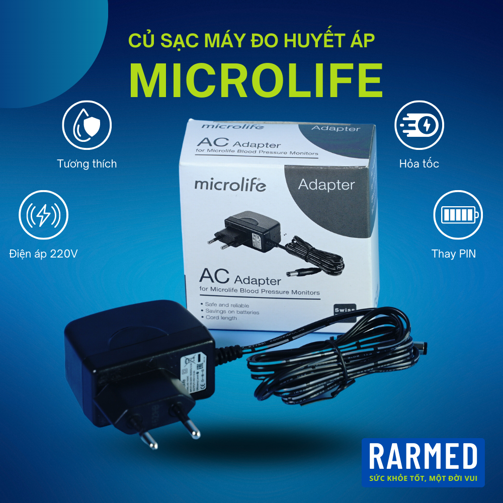 Củ sạc máy đo huyết áp Microlife - Bộ chuyển điện áp AC Adapter ...