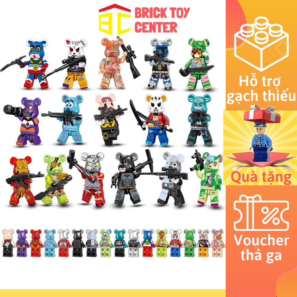Mô hình mini Bear Brick cosplay siêu anh hùng Người sắt người dơi siêu ...