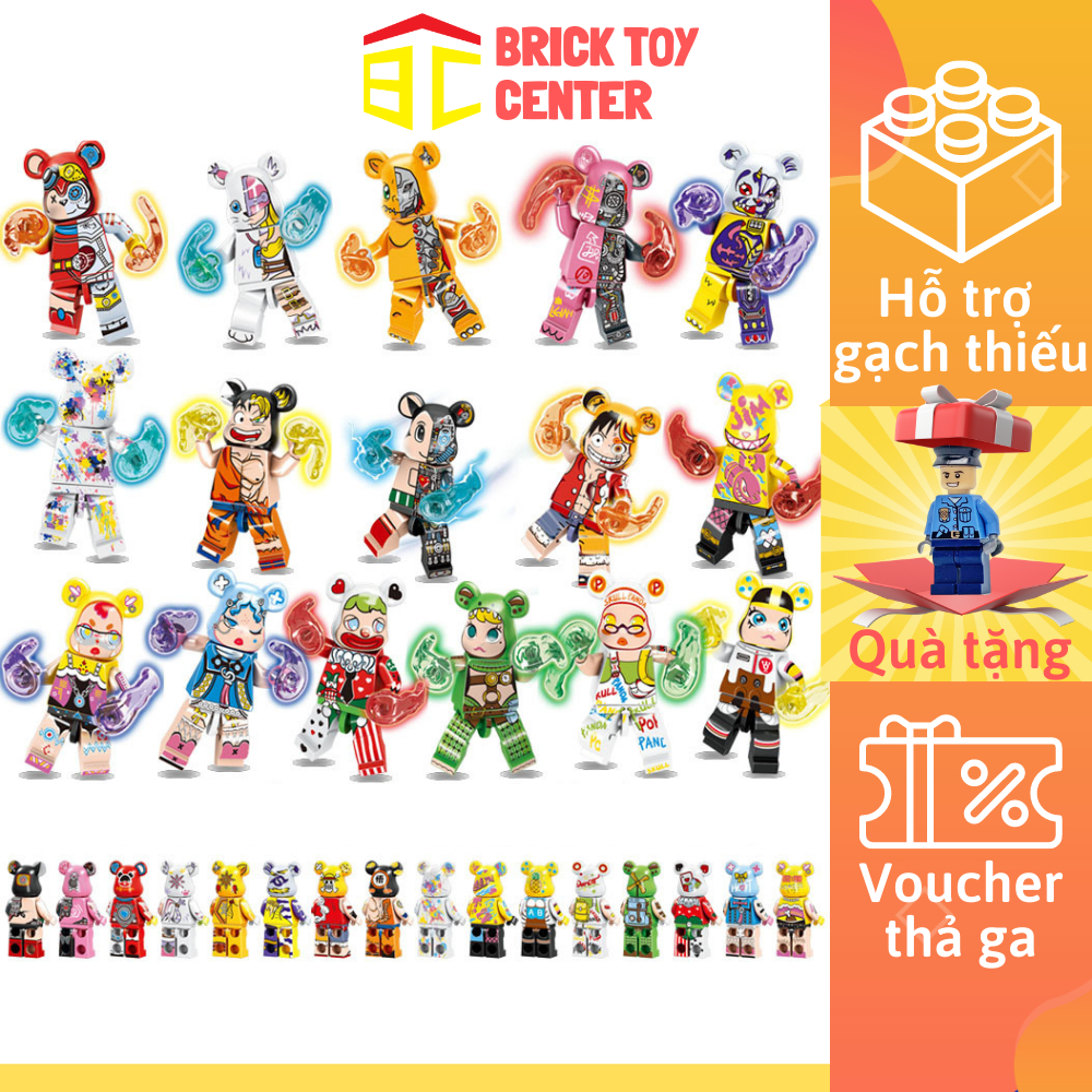 Mô hình mini Bear Brick cosplay nhân vật hoạt hình manga 3D đồ chơi lắp ...