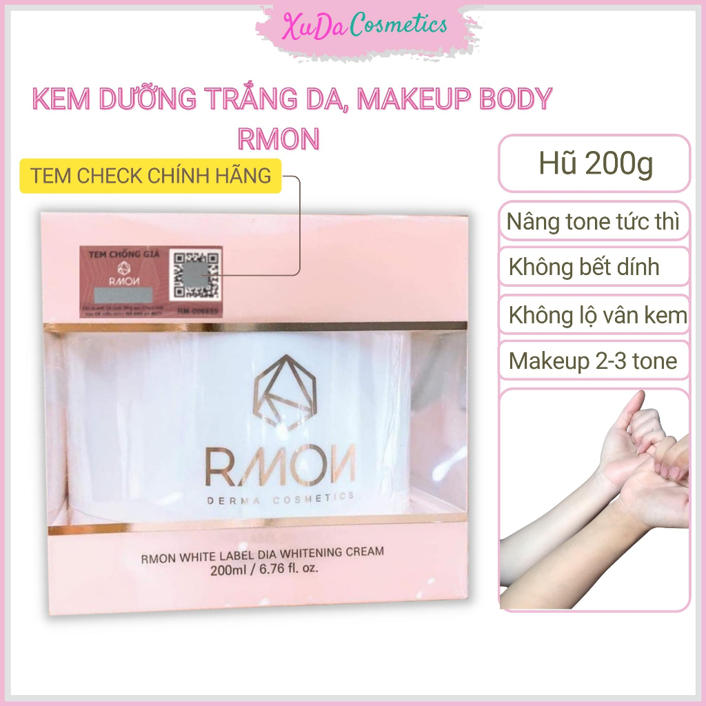 Kem dưỡng trắng da body Rmon 200ml, trắng hồng, dưỡng ẩm, nâng tone ...