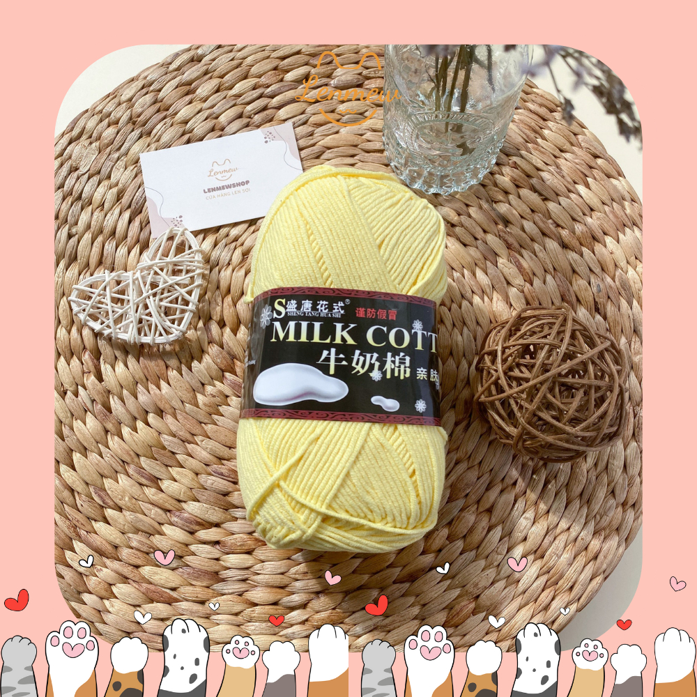 Len Milk Cotton 125g (Loại 1) (Bảng màu 01 - 50) | Shopee Việt Nam