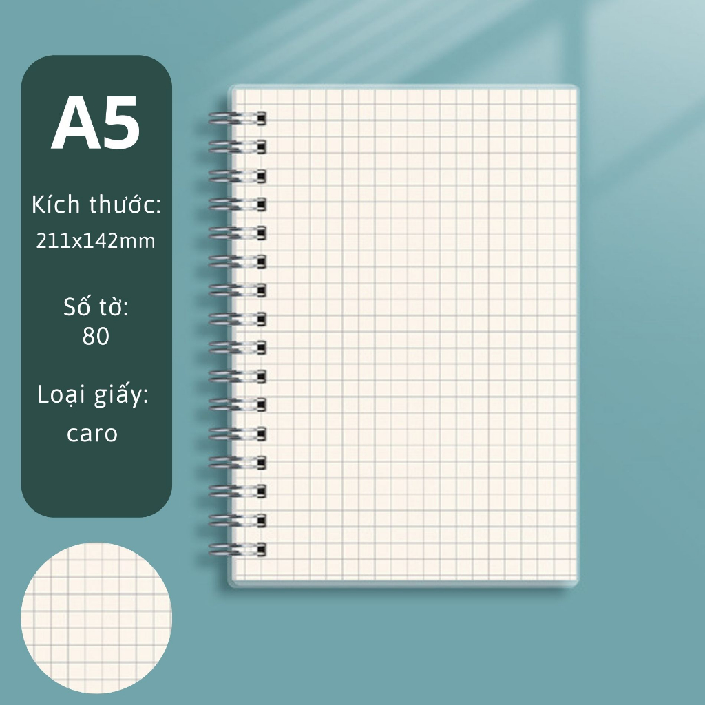 Sổ lò xo kép 80 tờ 160 trang A5 B5 bìa trong giấy caro kẻ ngang bullet journal | Shopee Việt Nam