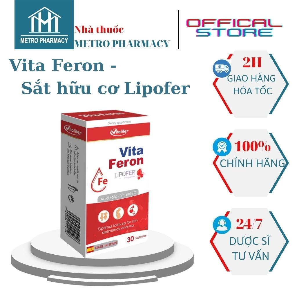 Vita Feron-Sắt sinh học Lipofer và Acid Folic-Nhập khẩu Tây Ban Nha-Bổ xung sắt cho người thiếu ...