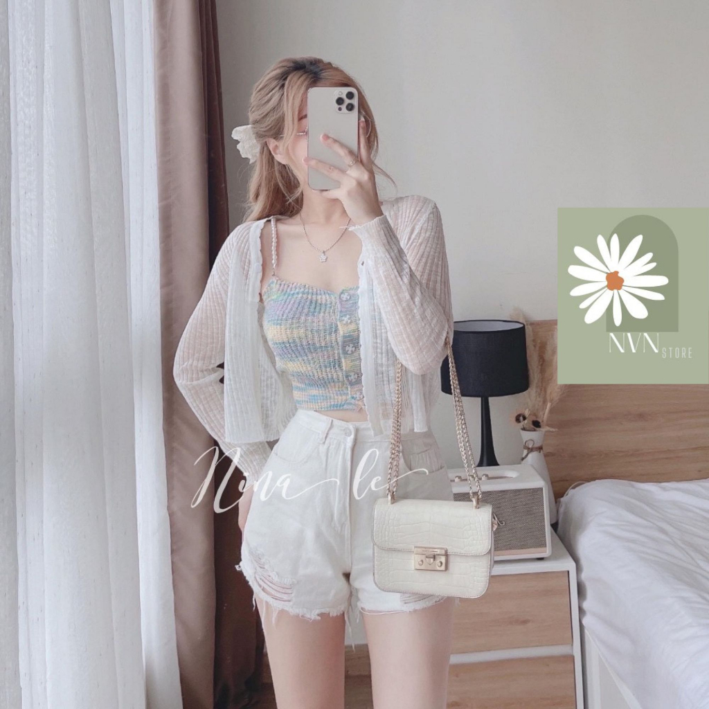 Áo Khoác Cadigan Mỏng, Dáng Ngắn Phối Áo 2 Dây Siêu Xinh Phù Hợp Mọi Lứa Tuổi Hàng Qccc Nvn ...