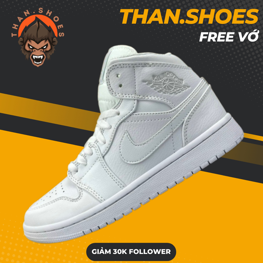Giày JD1 Mid Patent Triple White, JD1 Cao Full Trắng Bản Cao Cấp - Than ...