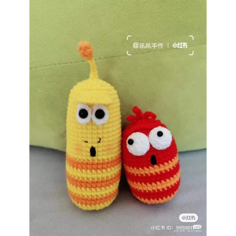 Móc khoá hoạt hình chú sâu Lavar ấu trùng tinh nghịch handmade bằng ben ...
