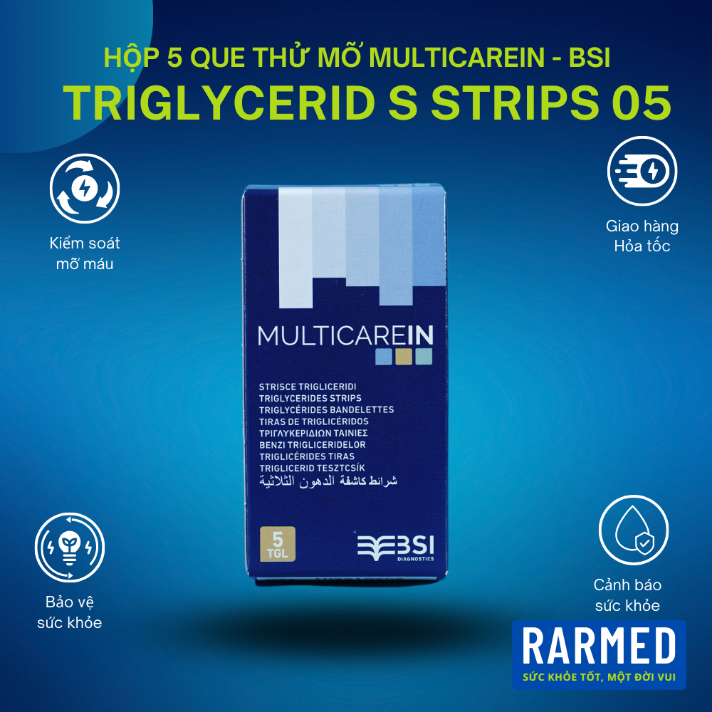 Hộp 5 que thử mỡ Triglycerides - Multicarein Triglycerids Strips 05 cho ...