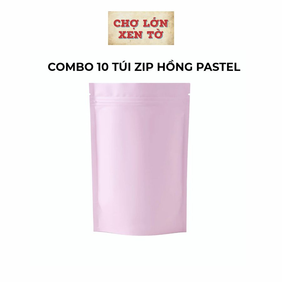 Túi zip Hồng pastel , COMBO 10 CÁI , đáy đứng , nhiều size đựng thực ...