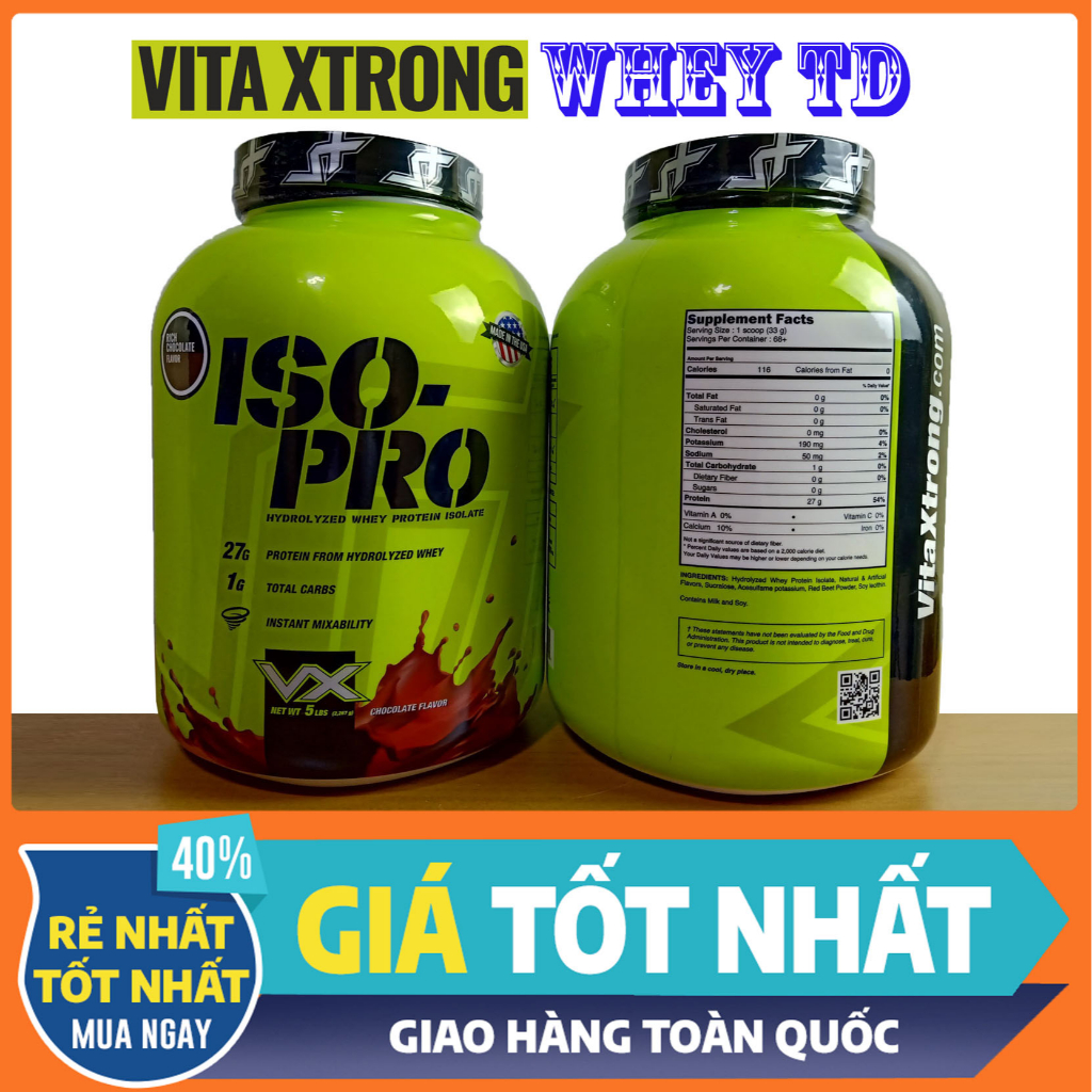 WHEY ISO Pro VitaXtrong 5lbs vị Socola - Whey Thủy Phân tăng cơ hồi ...