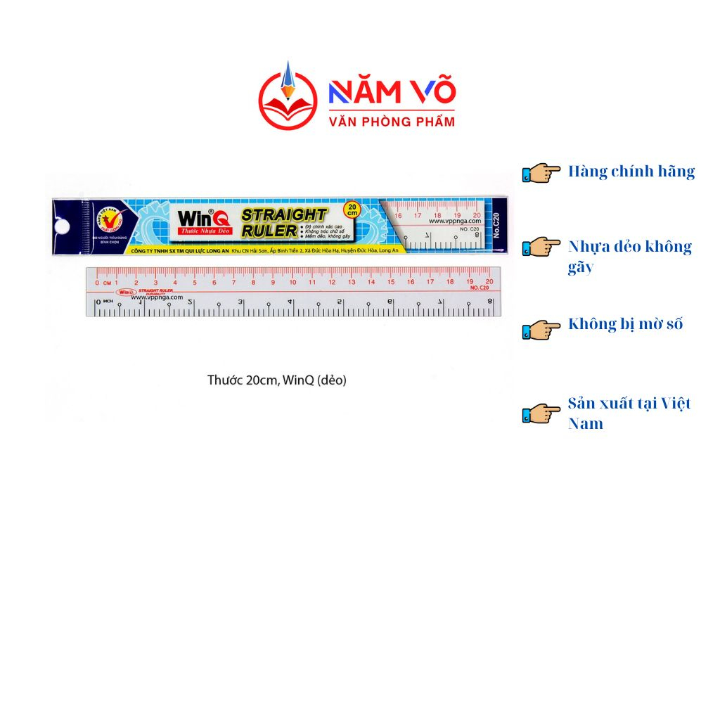 [20CM] COMBO 10 Cây Thước Nhựa Dẻo Qui Lực WinQ / Win Q Dài 20cm C-20/ C20/ C20 (50 Cây/Hộp ...
