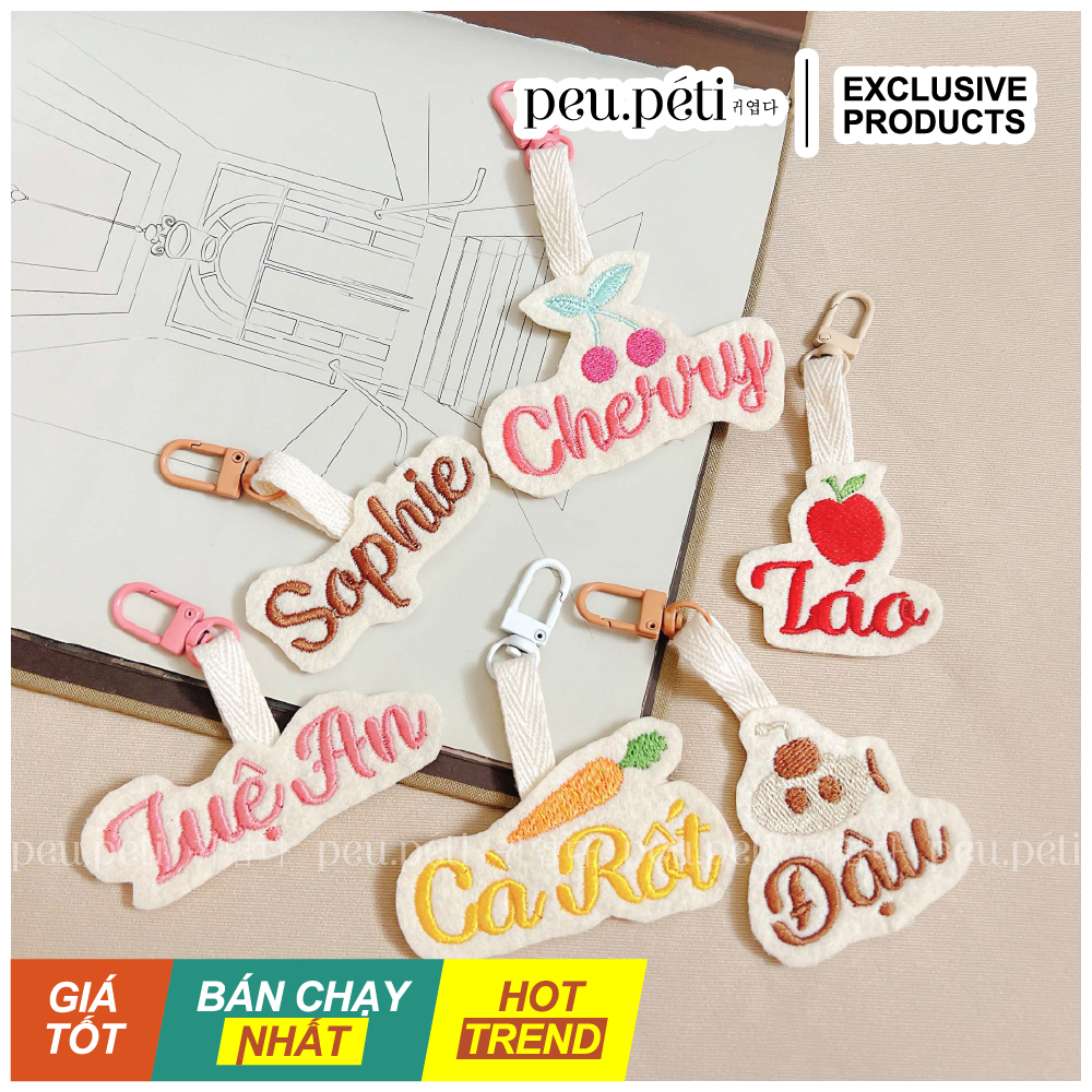 Name tag thêu tên kiểu sticker tránh thất lạc, treo Balo, túi xách, móc ...