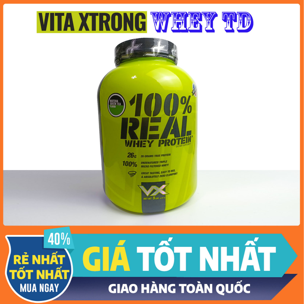 Real Whey Protein 5LBS 62 Servings VitaXtrong - Whey tăng cơ giúp phục ...