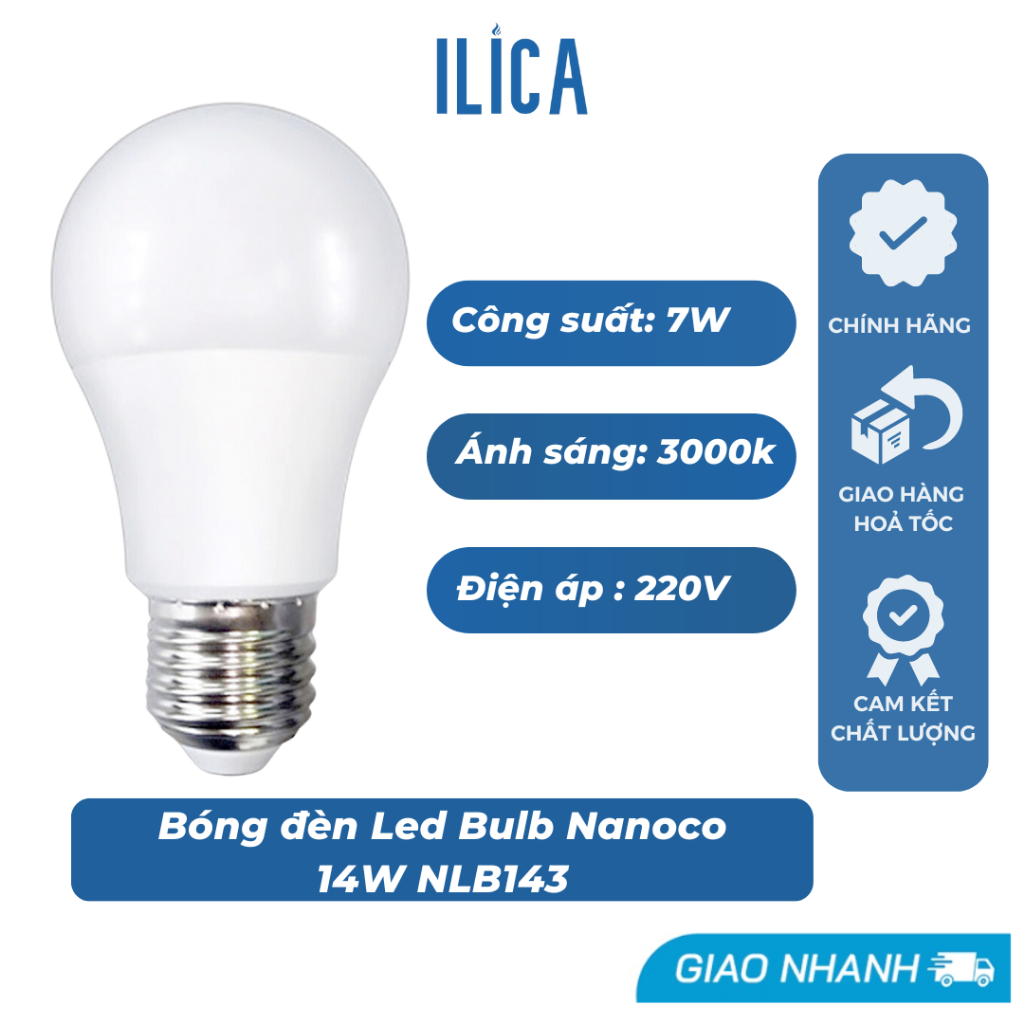 Bóng đèn Led Bulb Nanoco ánh sáng vàng công suất nhỏ siêu sáng 14W, 9W ...