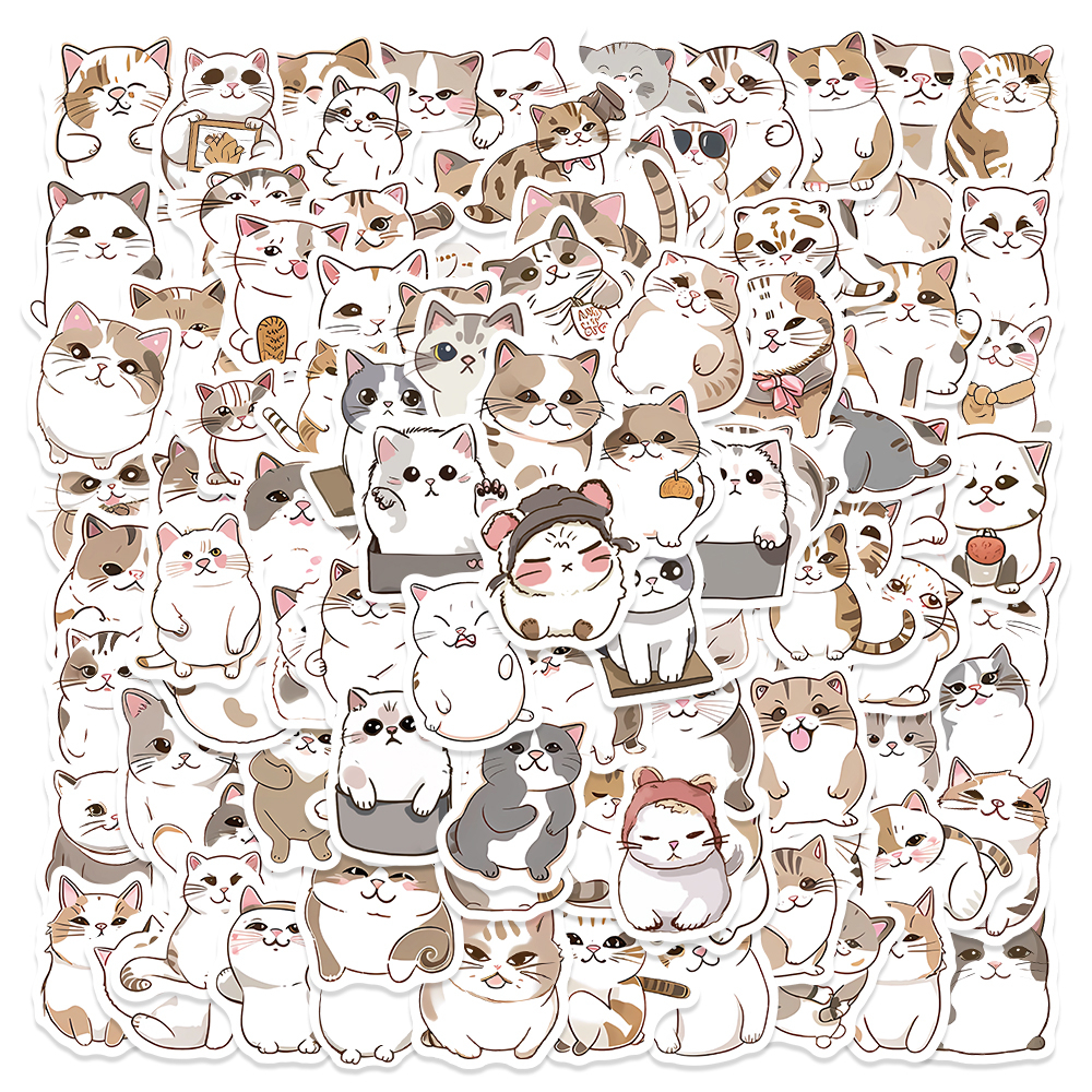 Set 50 chiếc sticker chống nước MÈO DỄ THƯƠNG SIÊU LÁO BIỂU CẢM CUTE ...