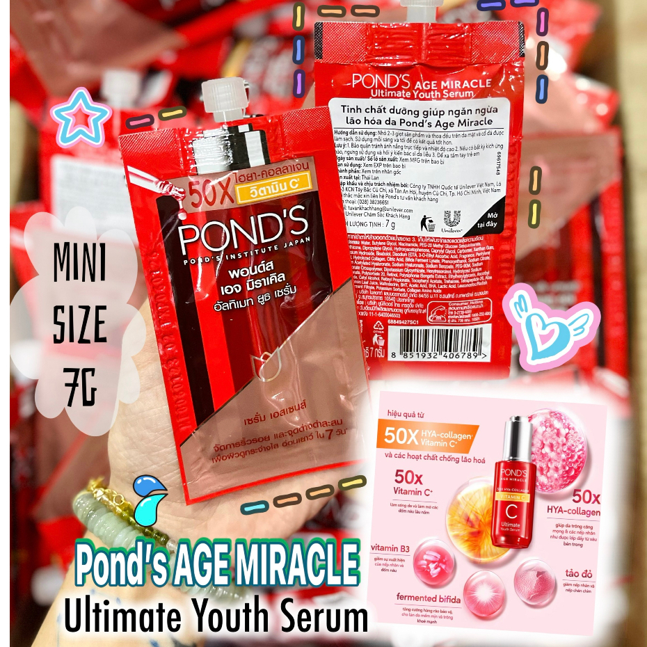 (Gói mini 7g) Serum/ Tinh Chất Pond's giảm Lão Hóa Chuyên Sâu Age Miracle Youth Essence 7g ...