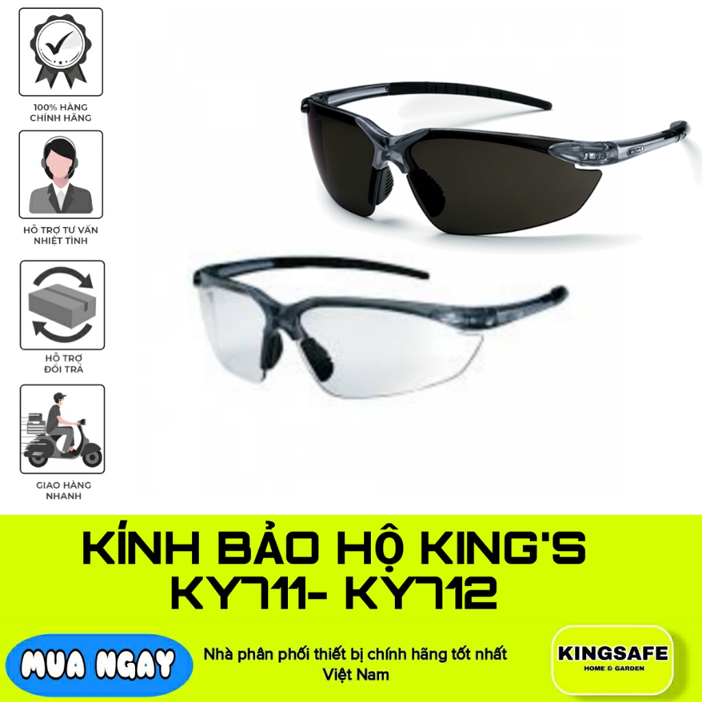 KÍNH BẢO HỘ CAO CẤP KING'S KY 711 TRẮNG , KY712 ĐEN, CHỐNG TIA UV, UB ...