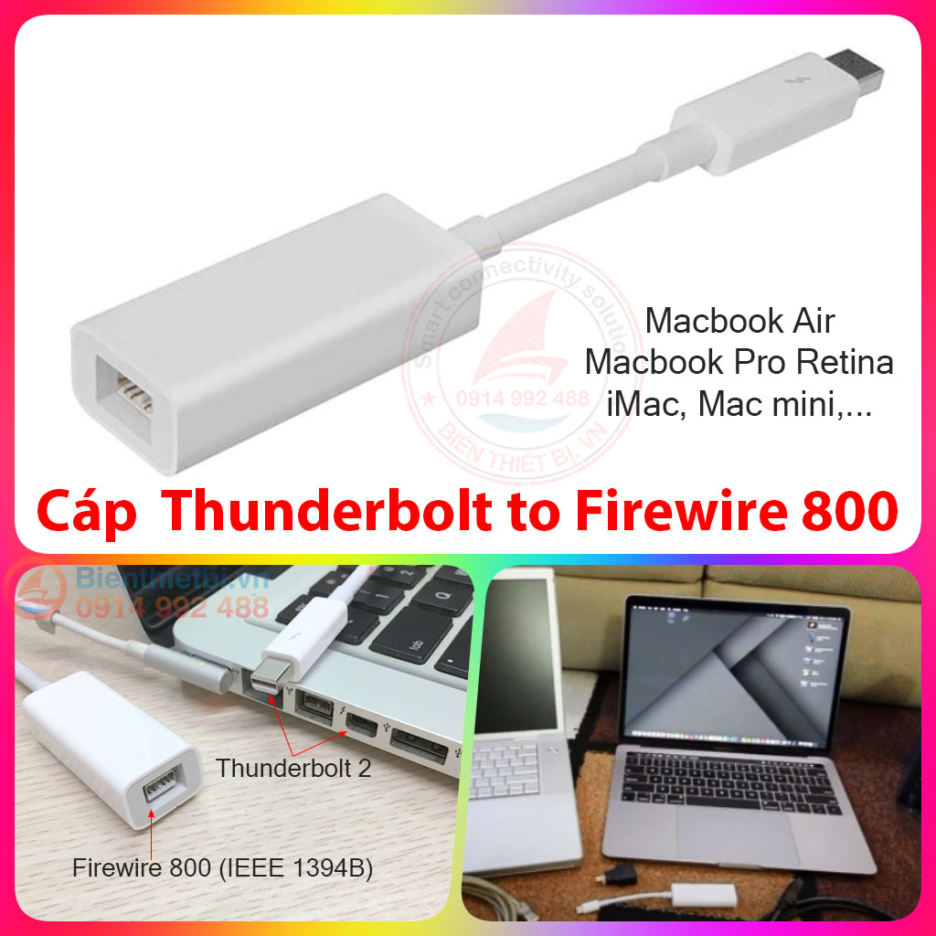 Cáp chuyển đổi Thunderbolt sang Firewire 800 MD464. Adapter Thunderbolt ...
