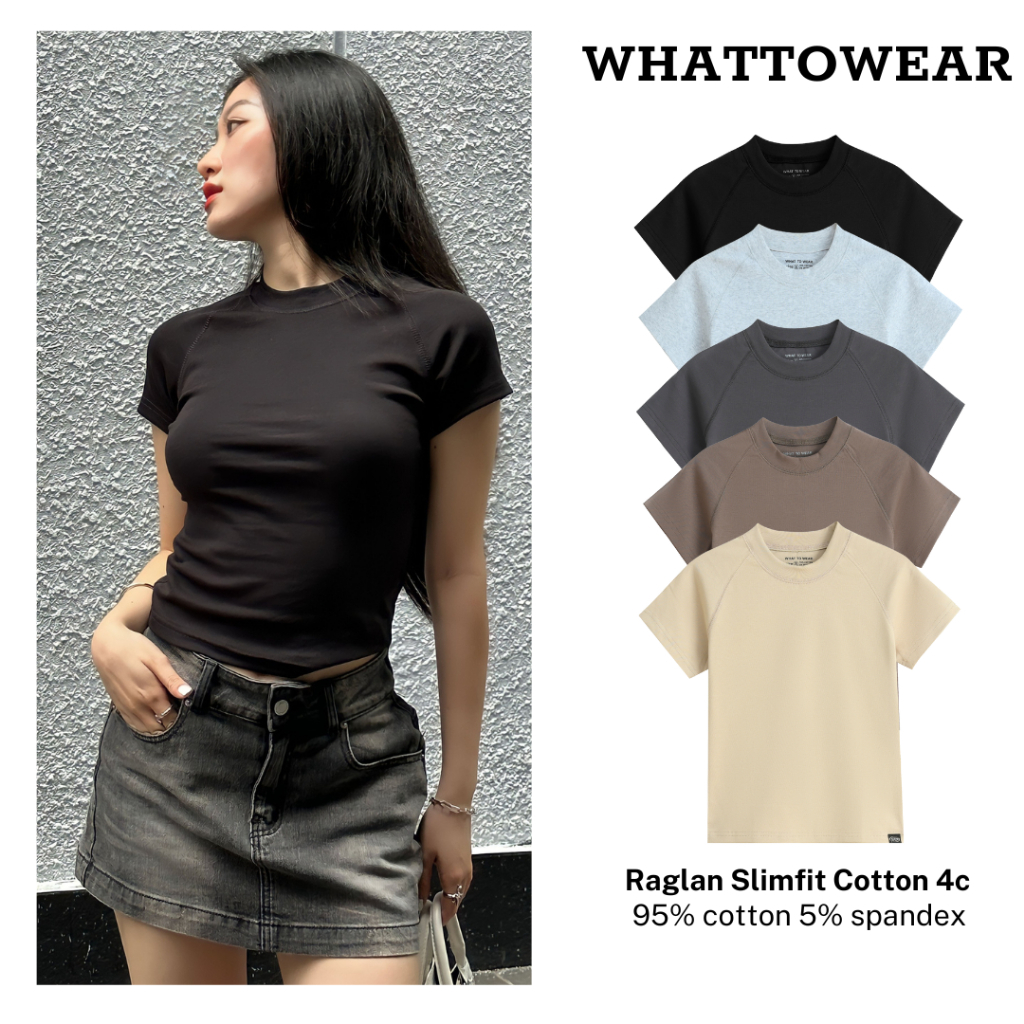 Áo Mini Tee form RAGLAN cổ tròn tay ngắn cotton thun mịn mát - 5 màu ...