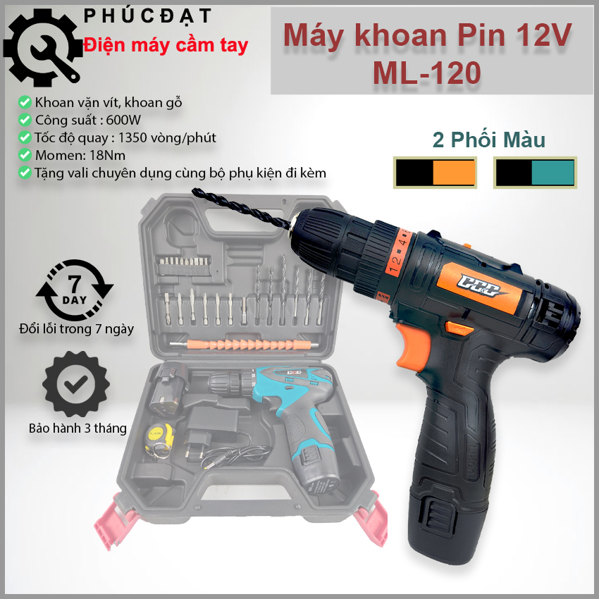 Máy khoan pin 12v ML120, công suất 600w - Máy khoan pin, bắn vít đa ...